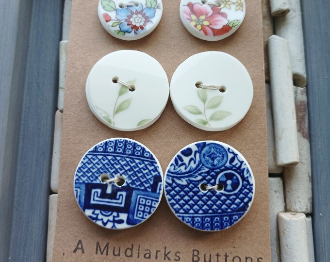 6 X Handmade Upcycled Vintage Plate Buttons. June 3 - Etsy