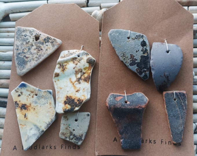 8 X Upcycled Mudlark Found Sea Pottery Pieces for Jewelry and Craft ...