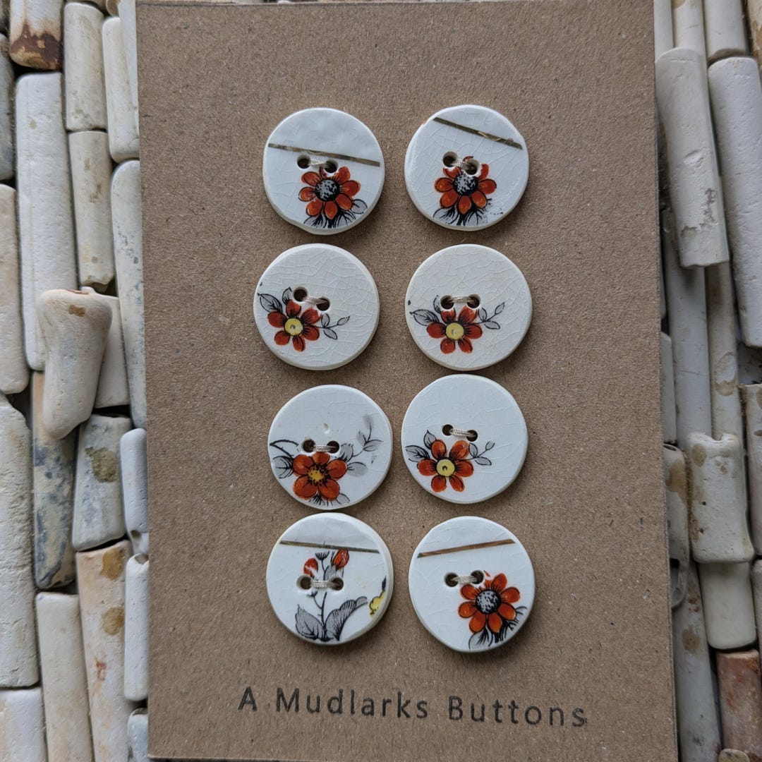 8 X Handmade Upcycled Vintage Floral Plate Buttons. Oct 3 - Etsy