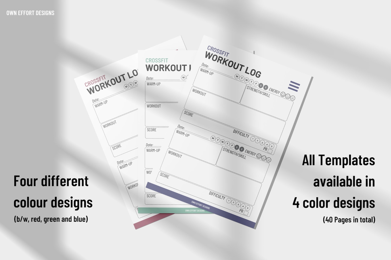 Printable Crossfit WOD Planner Daily Workout Notebook Personal Wods ...