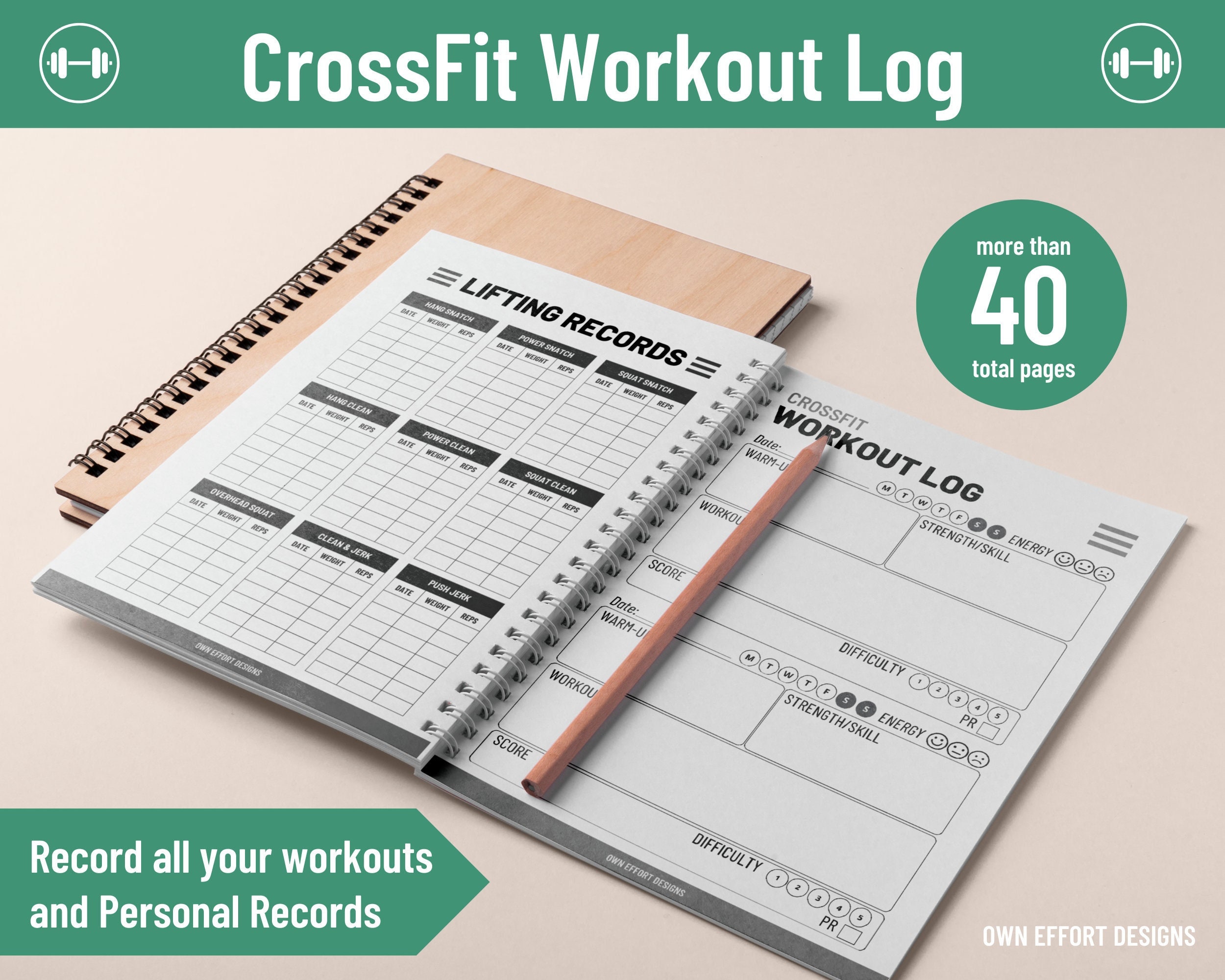 Printable Crossfit WOD Planner Daily Workout Notebook Personal Wods ...