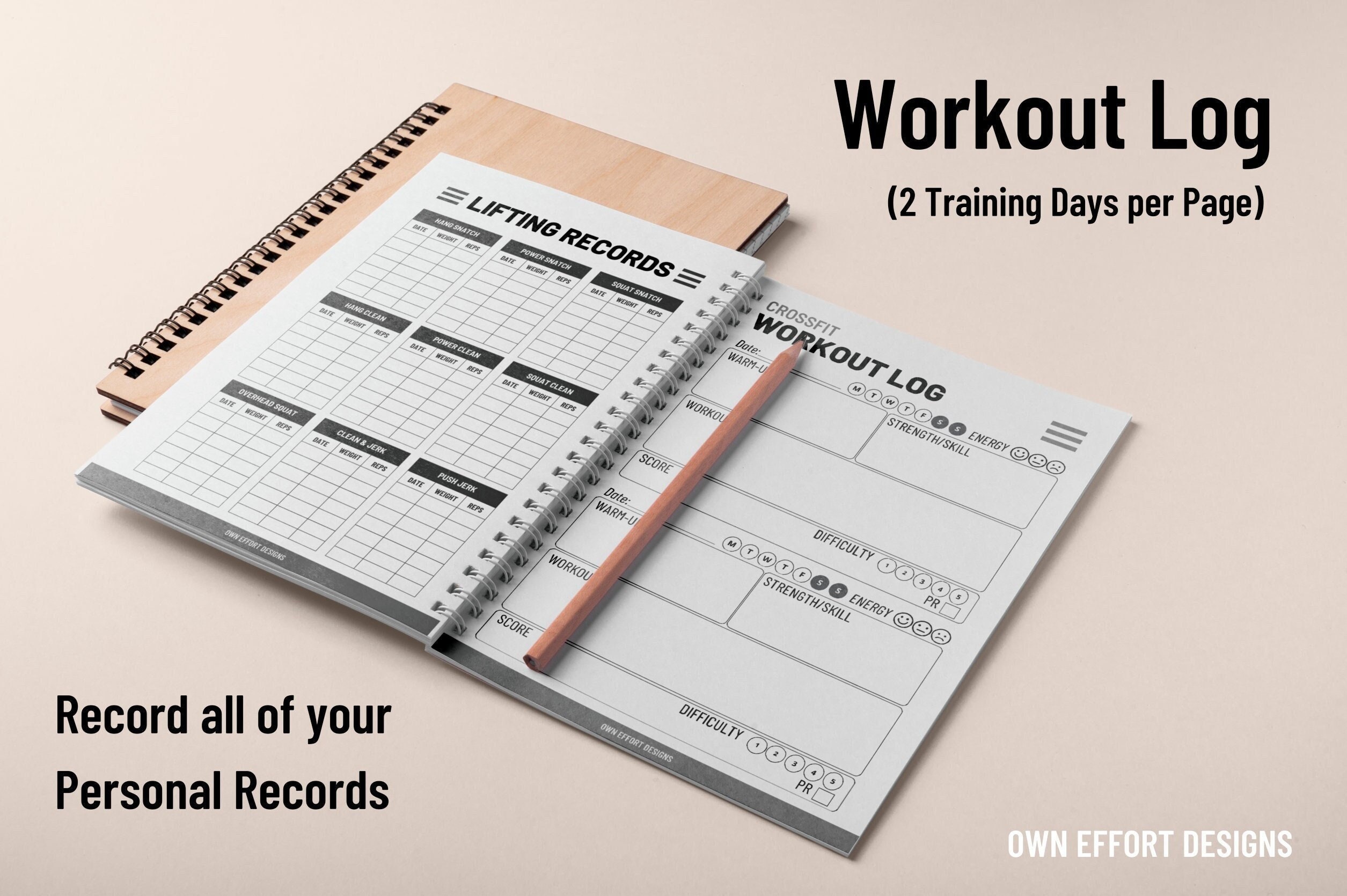 Printable Crossfit WOD Planner Daily Workout Notebook Personal Wods ...