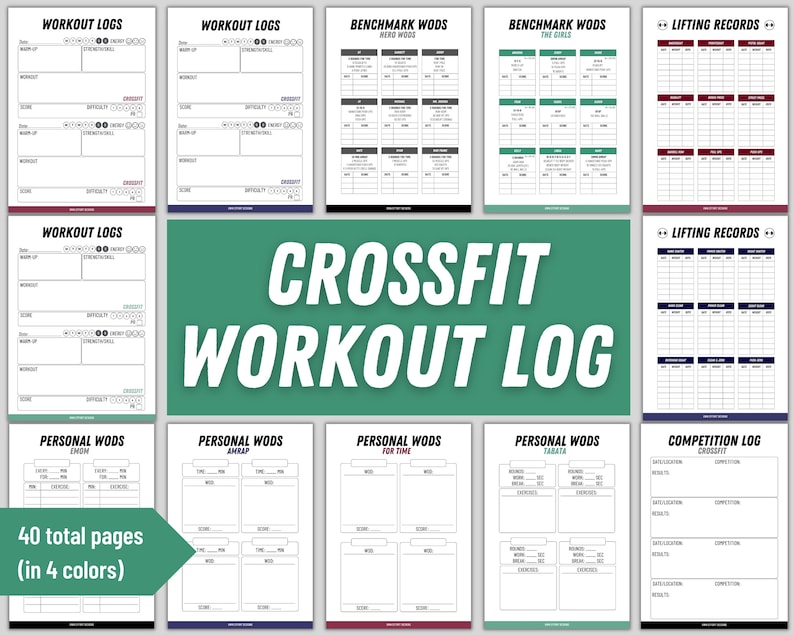 Printable Crossfit Workout Journal Daily Workout Planner Notebook ...