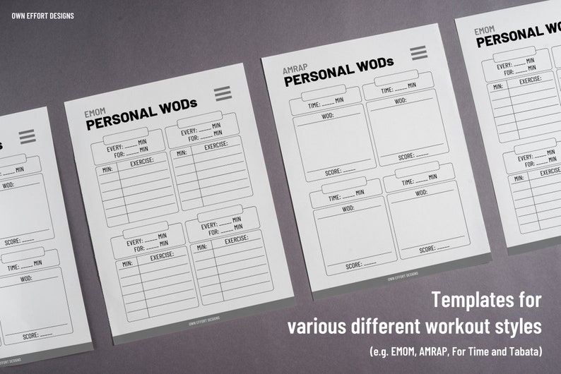 Printable Crossfit WOD Planner Daily Workout Notebook Personal Wods ...