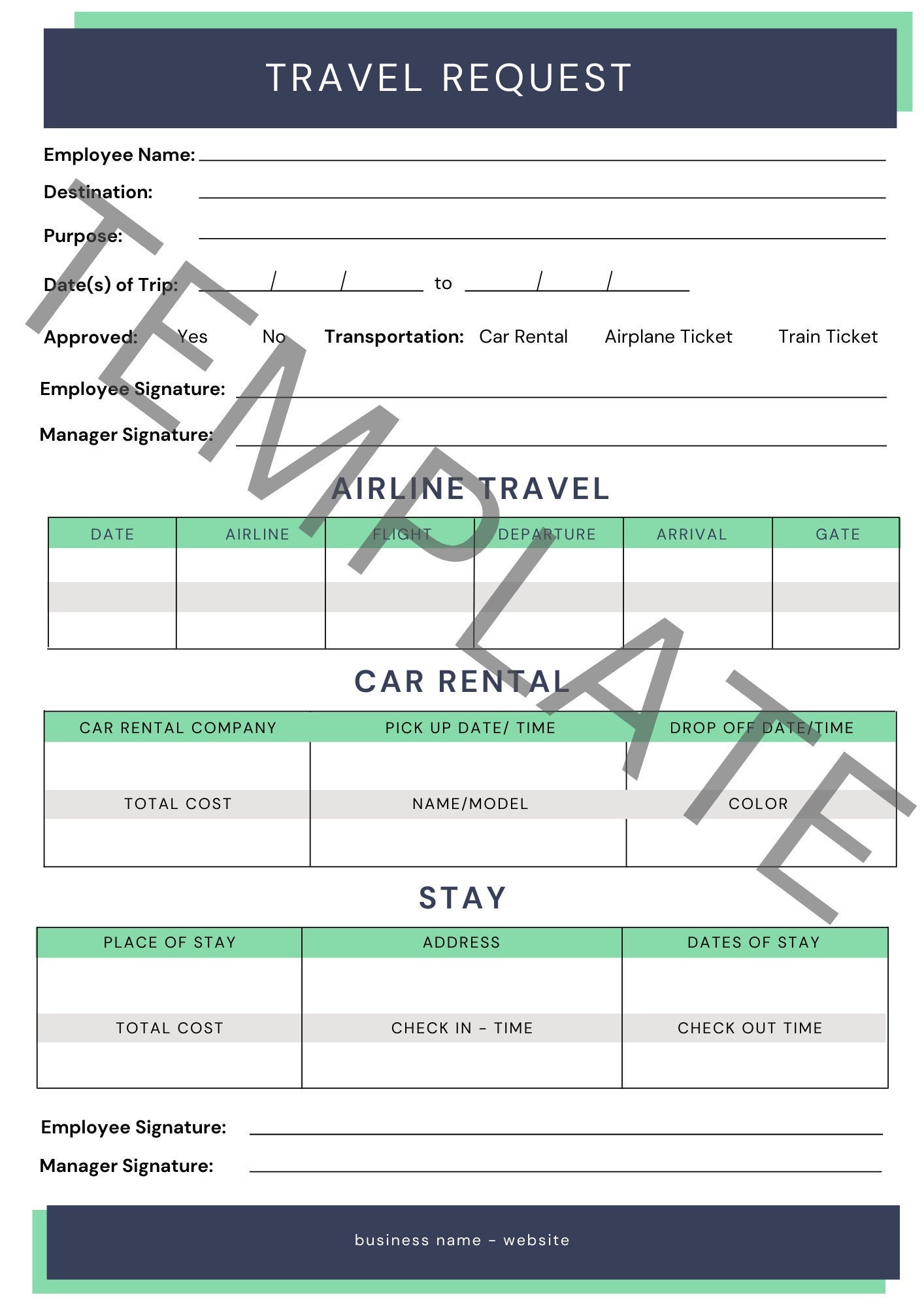 Official Business Form Sample