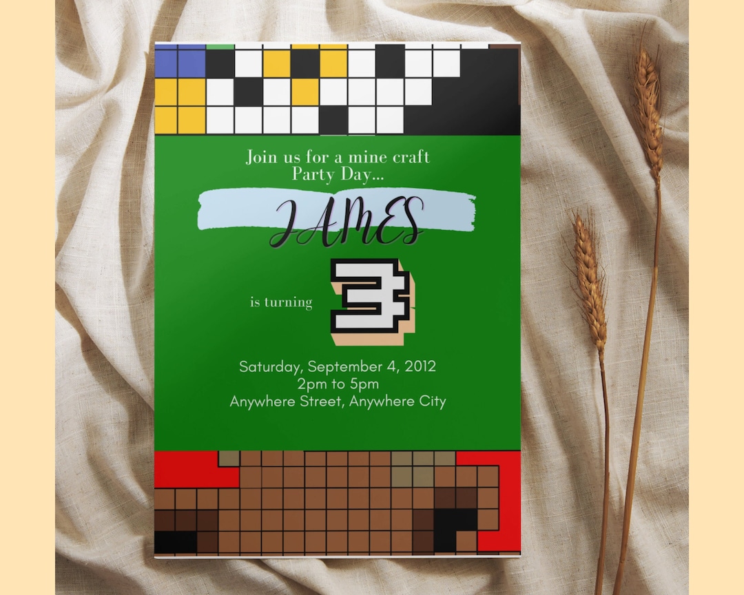 Personalized Minecraft Birthday Invitation. Printable Birthday ...