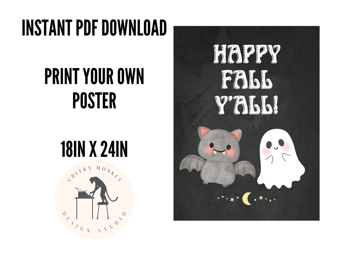 Happy Fall Y'all Halloween Digital Poster / Digital - Etsy