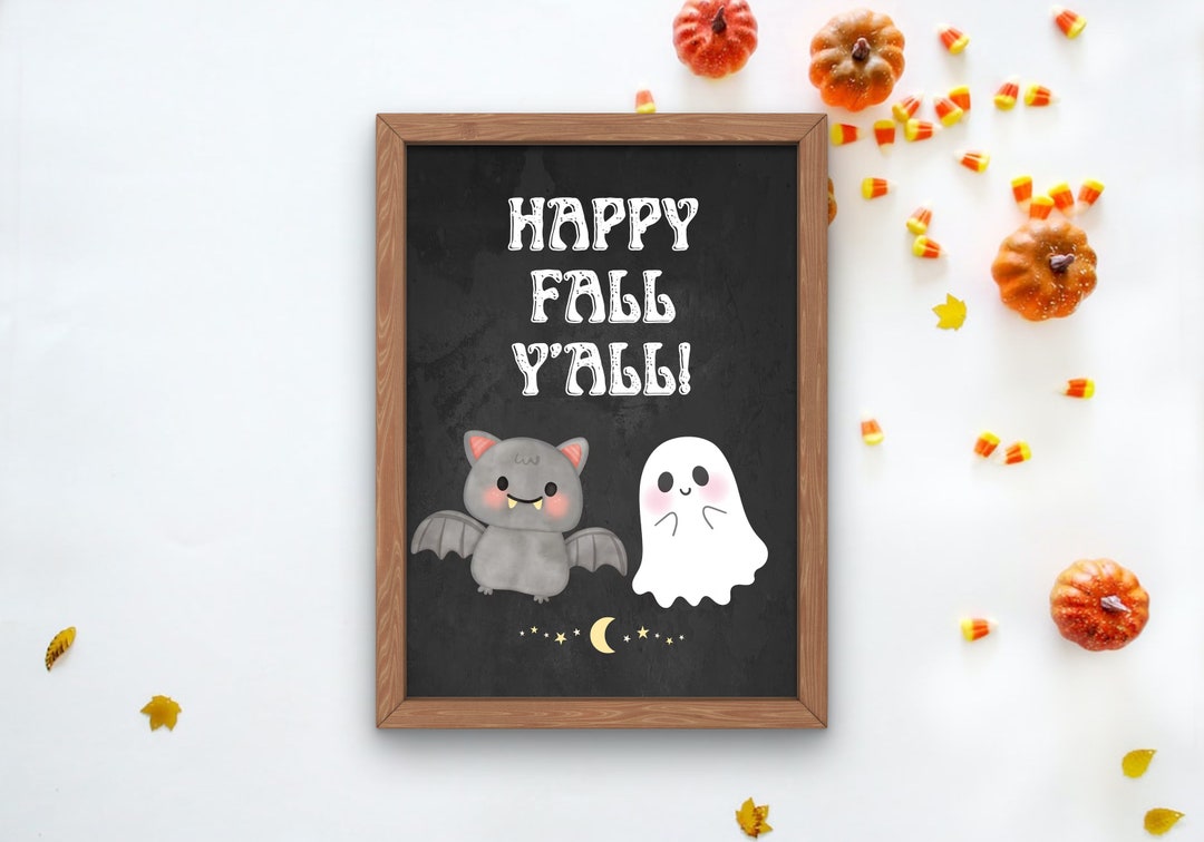 Happy Fall Y'all Halloween Digital Poster / Digital - Etsy