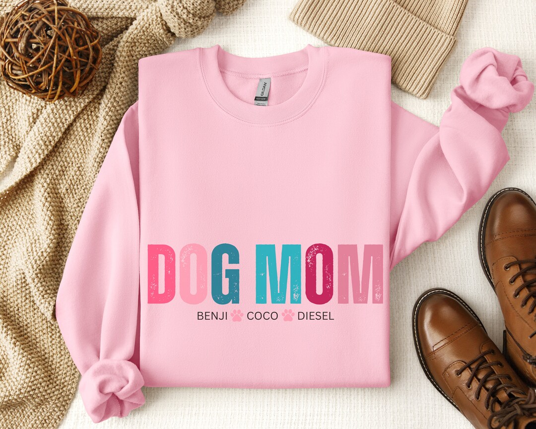 Custom Dog Mom Sweatshirt, Dog Mom Shirt, Trendy Dog Mom Crewneck, Dog ...