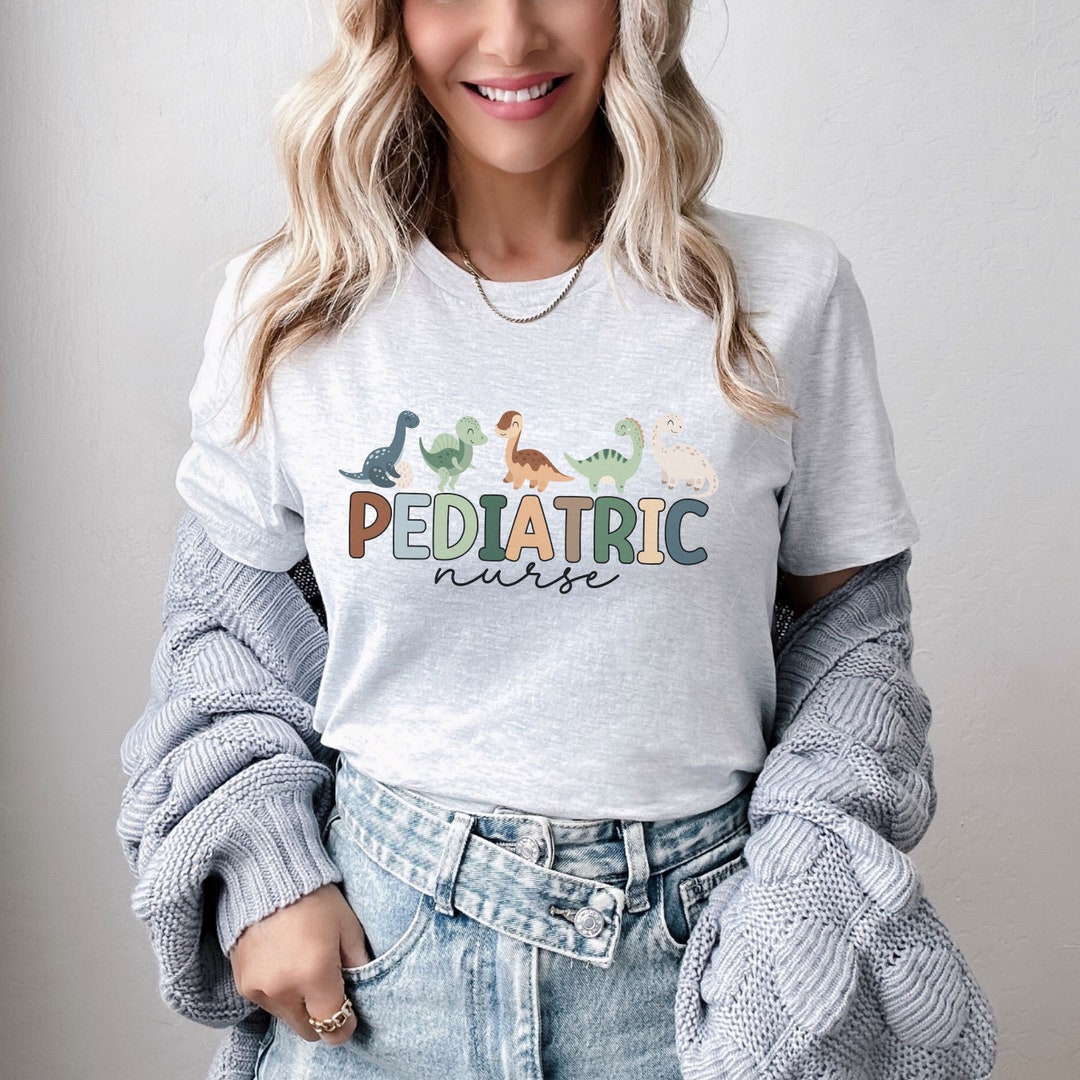 Cute Pediatric Nurse Shirt With Dinosaurs, PEDS Nurse Shirt, Pediatric ...