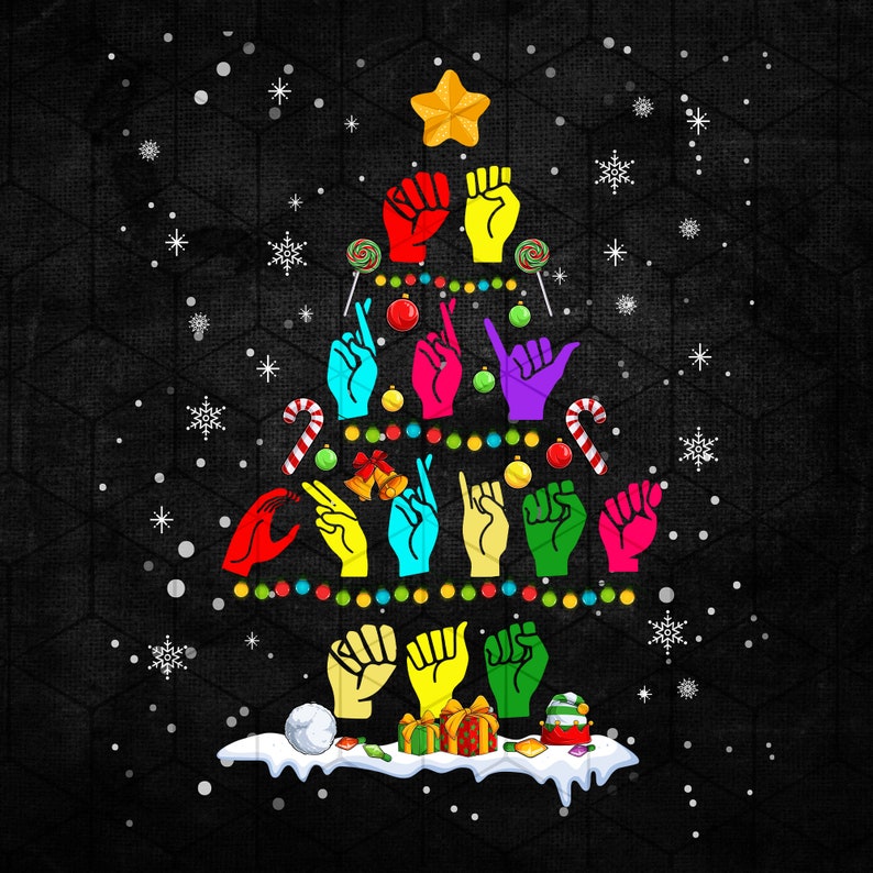 American Sign Language Christmas Tree Png, Merry Christmas ASL Png, ASL ...