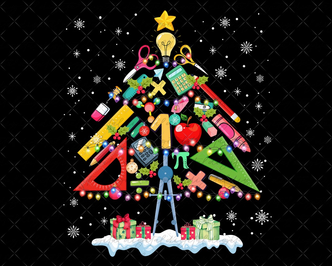 Math Teacher Christmas Tree Png Teacher Christmas Png - Etsy