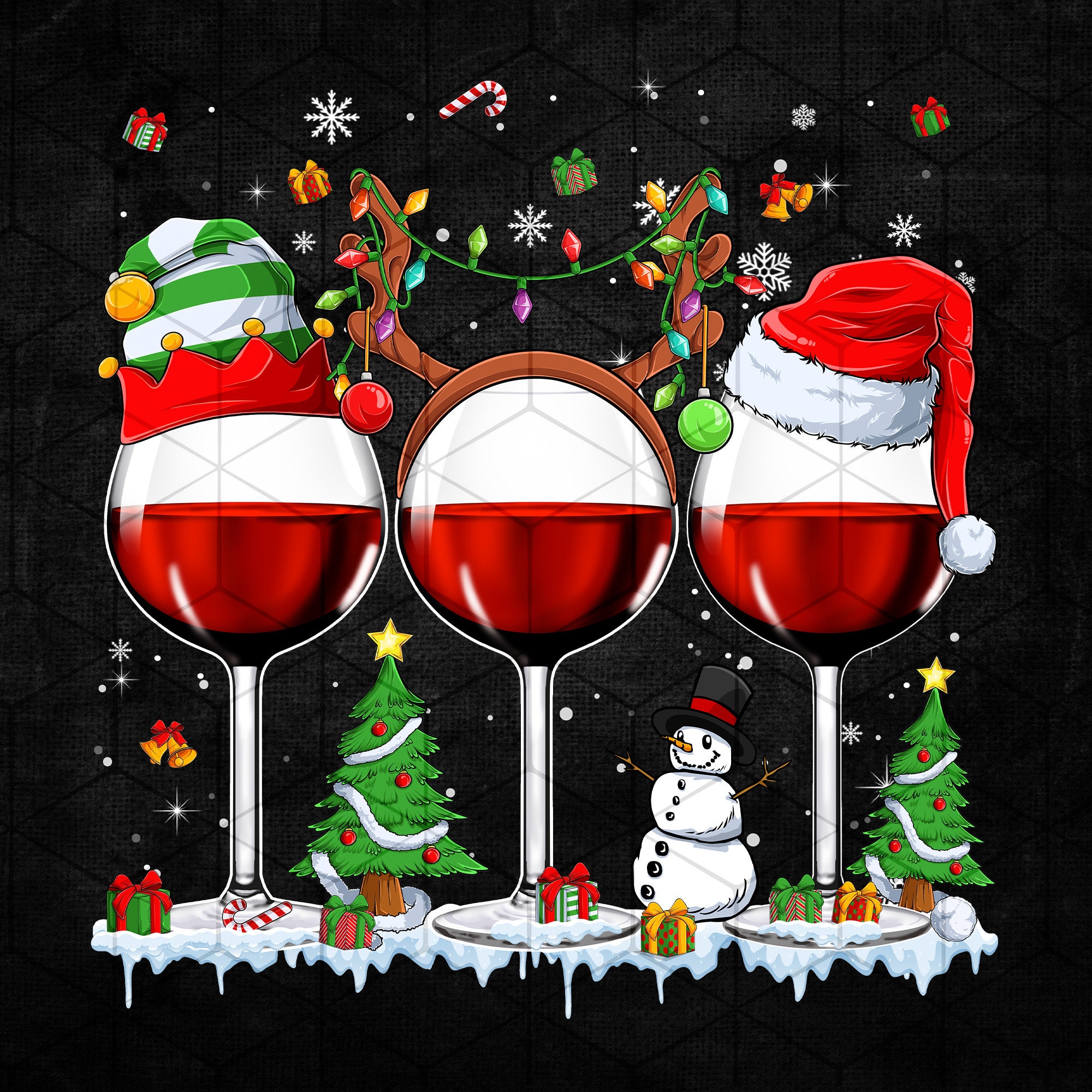 Wine Christmas Png, Merry Christmas Wine Glasses Png, Christmas Drinks ...