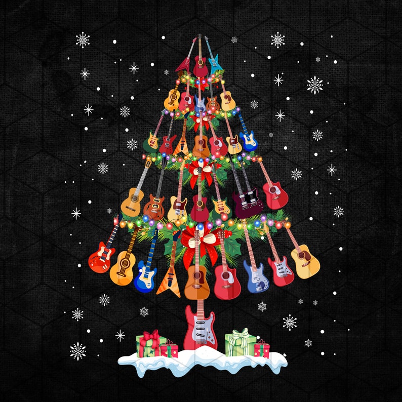 Guitar Christmas Tree Png, Merry Christmas Guitar Clipart, Guitar ...