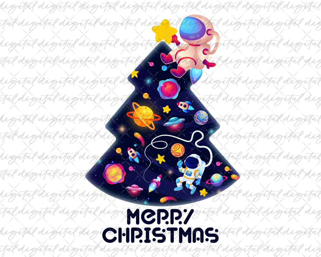 Astronaut Kid Christmas Tree Png, Planet Outer Space Xmas Png ...