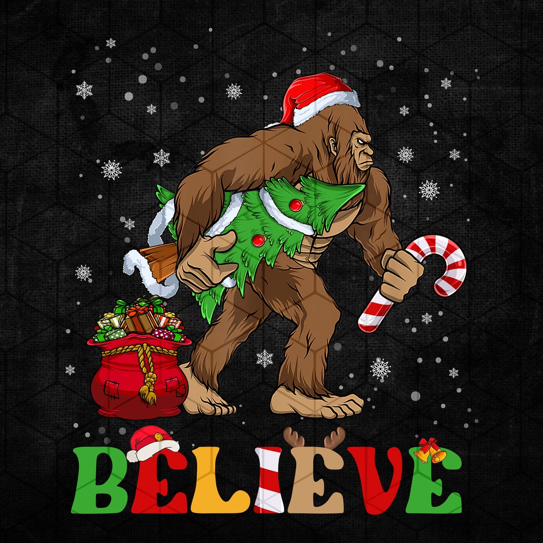 Bigfoot Christmas Png, Beleive Christmas Png, Sasquatch Christmas ...