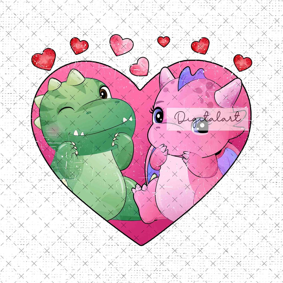 Dinosaur Valentine Png, T-rex Valentine's Day Png, Dinosaur Couple Png ...