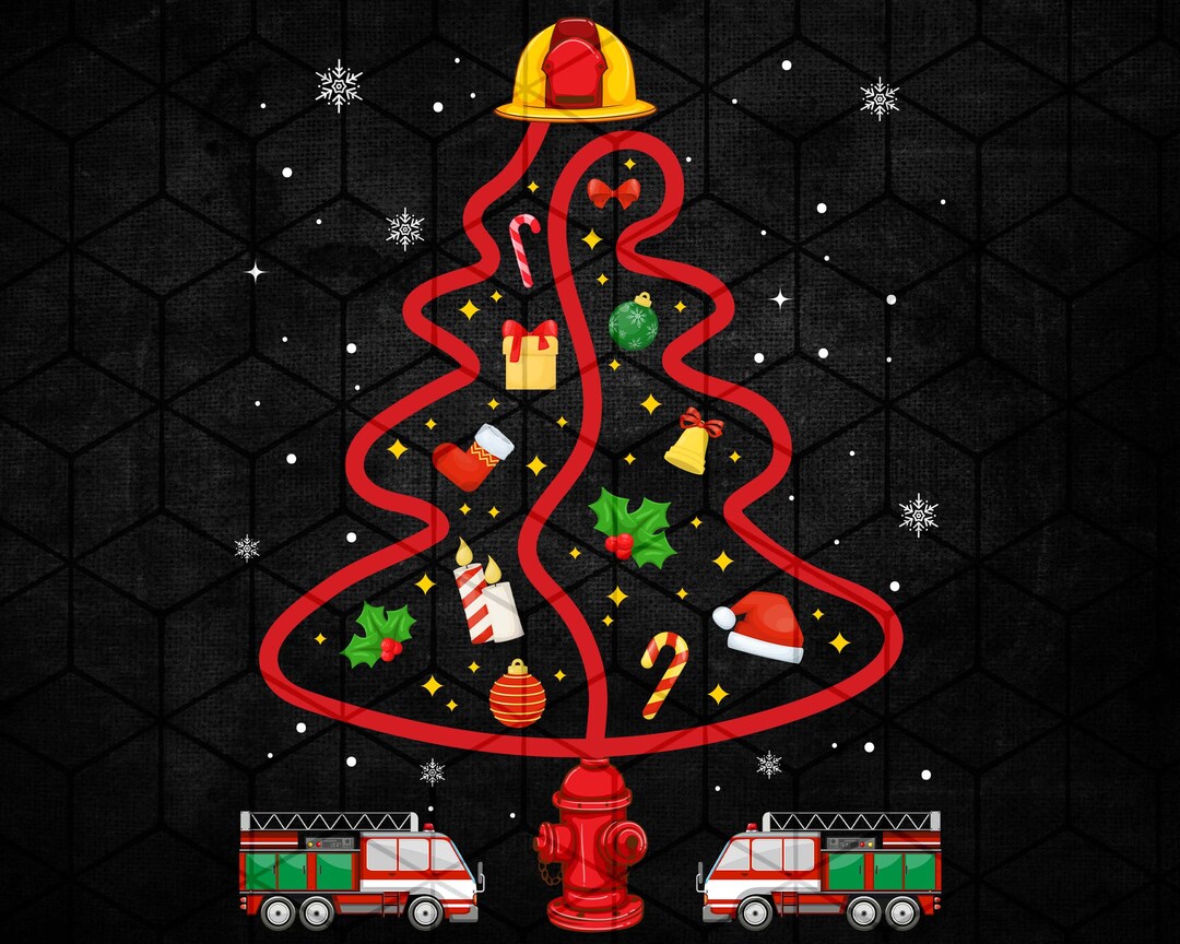 Firefighter Christmas Tree Png, Fire Truck Christmas Png, Merry ...