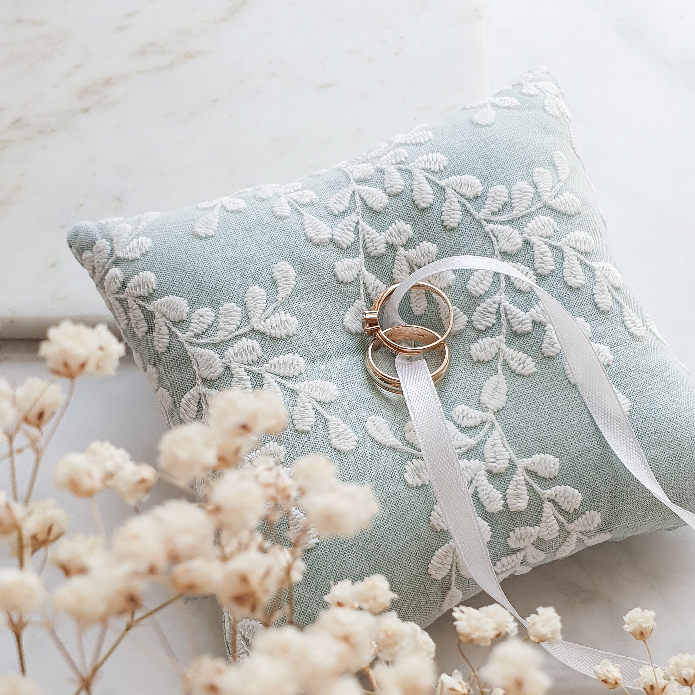 Sage Greenery Wedding Ring Pillow Bearer Pillow Classic Ring Holder ...