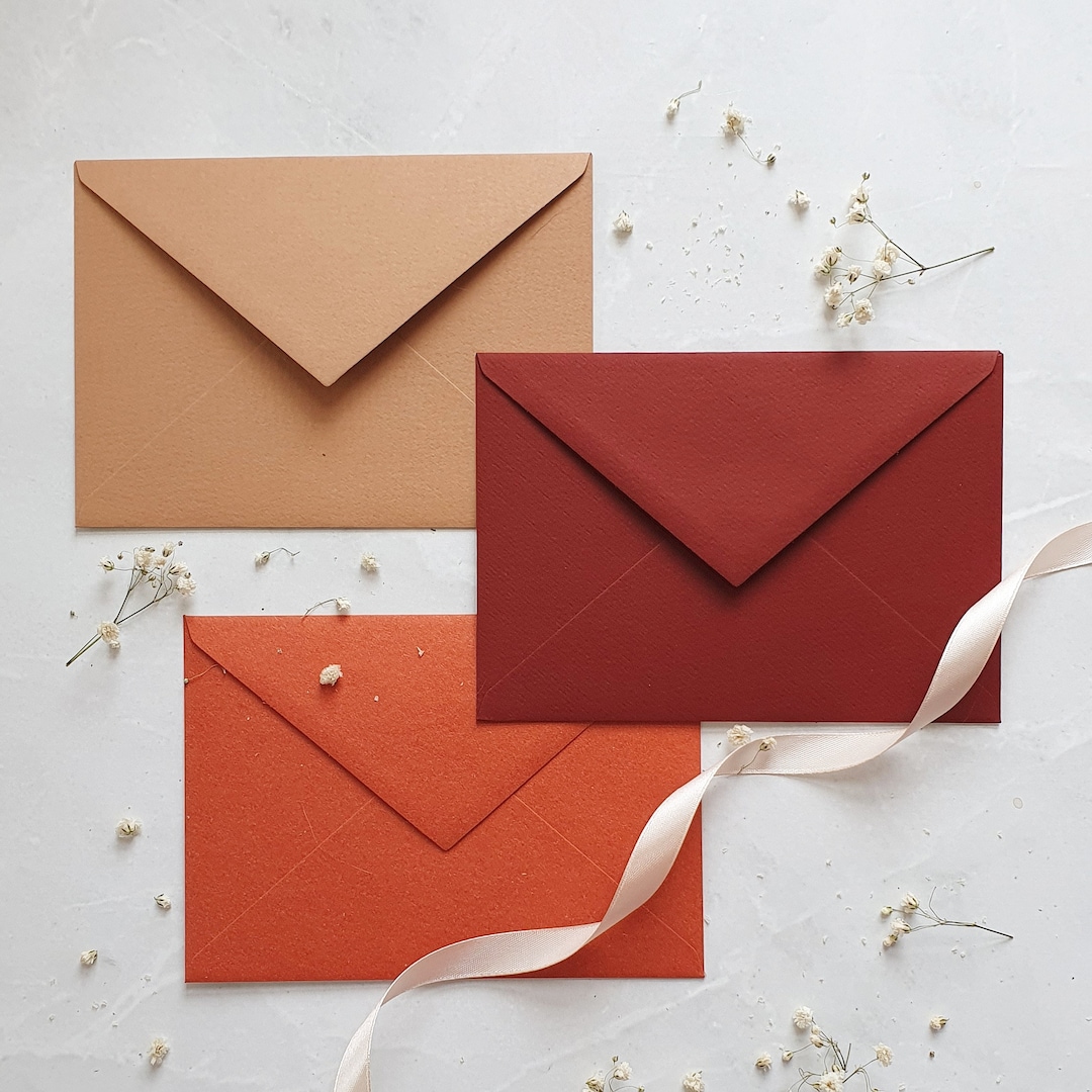 C6 SIZE Fall Biege Wedding Envelope Burnt Orange Invitation Envelope ...