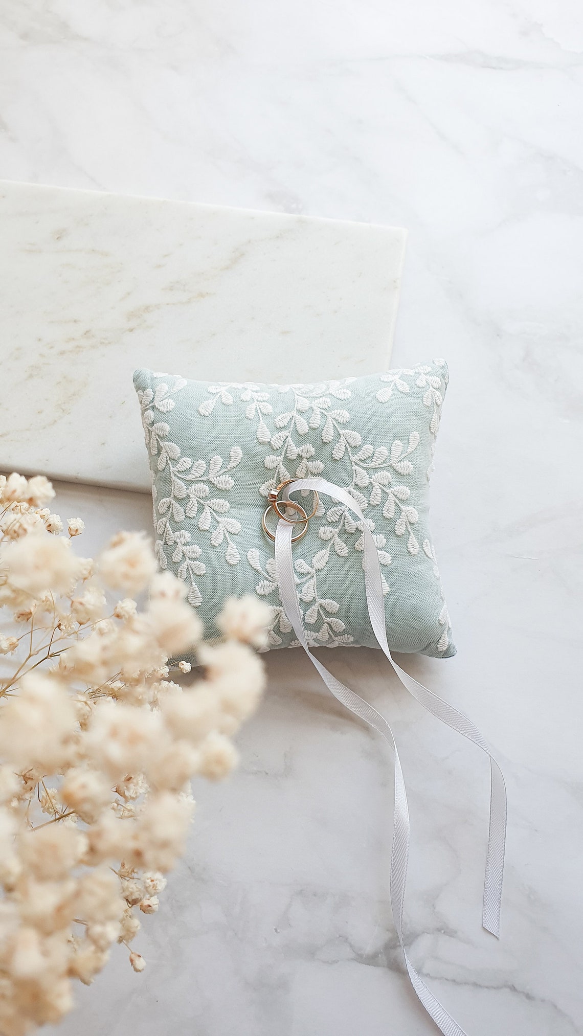 Sage Greenery Wedding Ring Pillow Bearer Pillow Classic Ring Holder ...