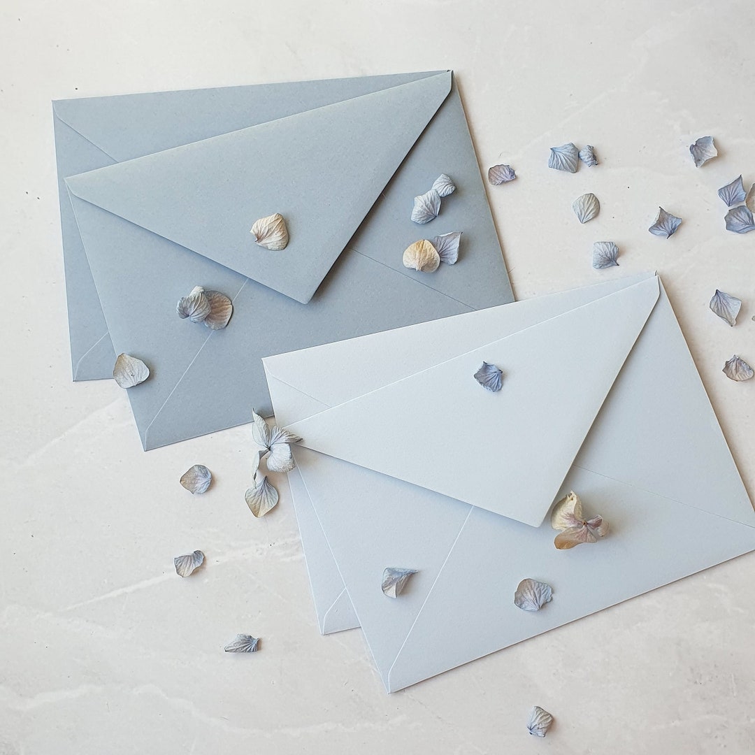 Blue Wedding Envelope Dusty Blue Invitation Envelope Wedding - Etsy