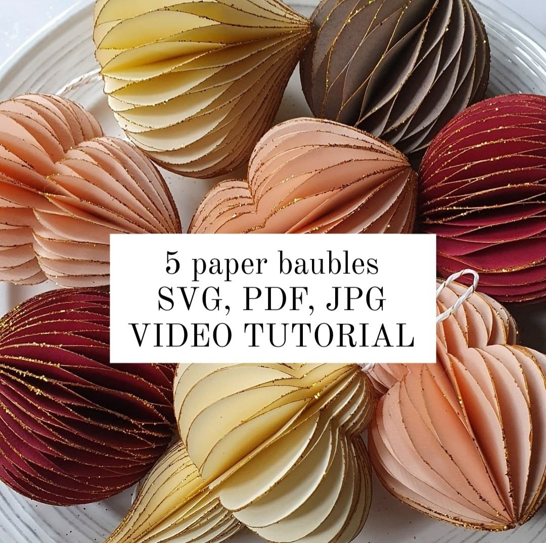 DIY Set of 5 Christmas Paper Ornament, Christmas Tree Baubles ...