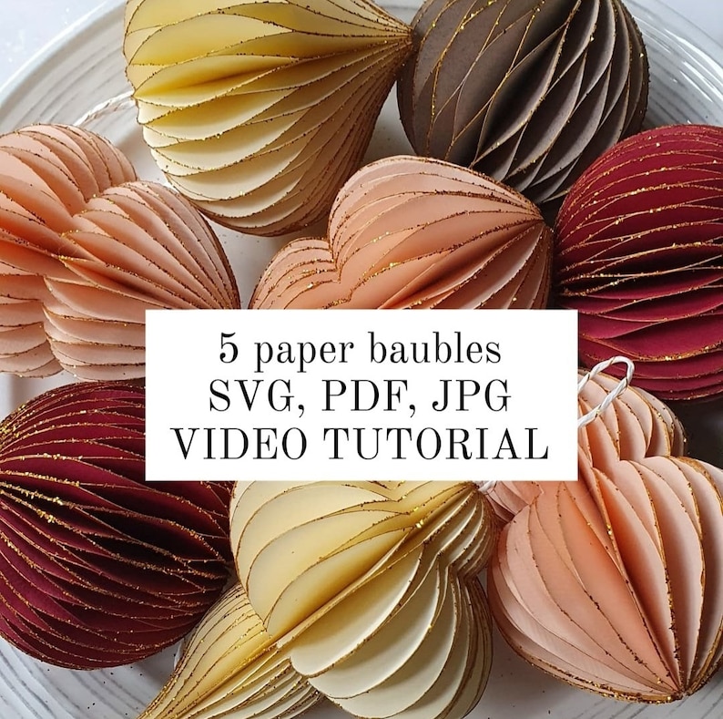 DIY Set of 5 Christmas Paper Ornament, Christmas Tree Baubles ...