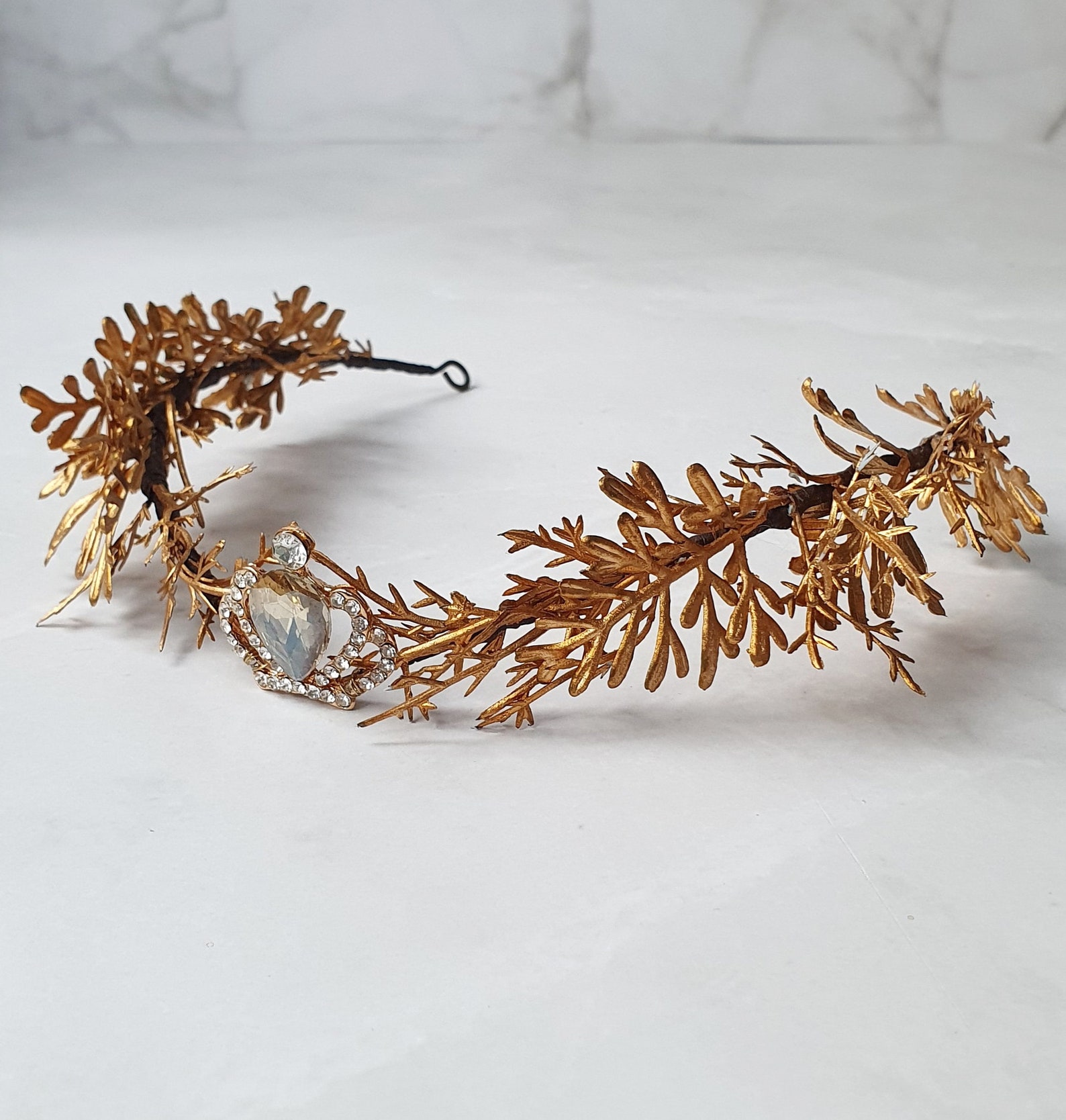 Elf Golden Tiara Elvish Boho Flower Crown Woodland Pink Floral Crown ...