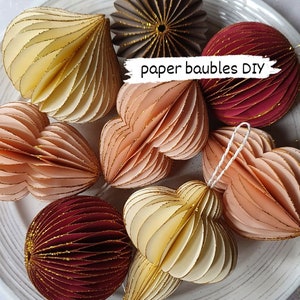 DIY Set of 5 Christmas Paper Ornament, Christmas Tree Baubles ...