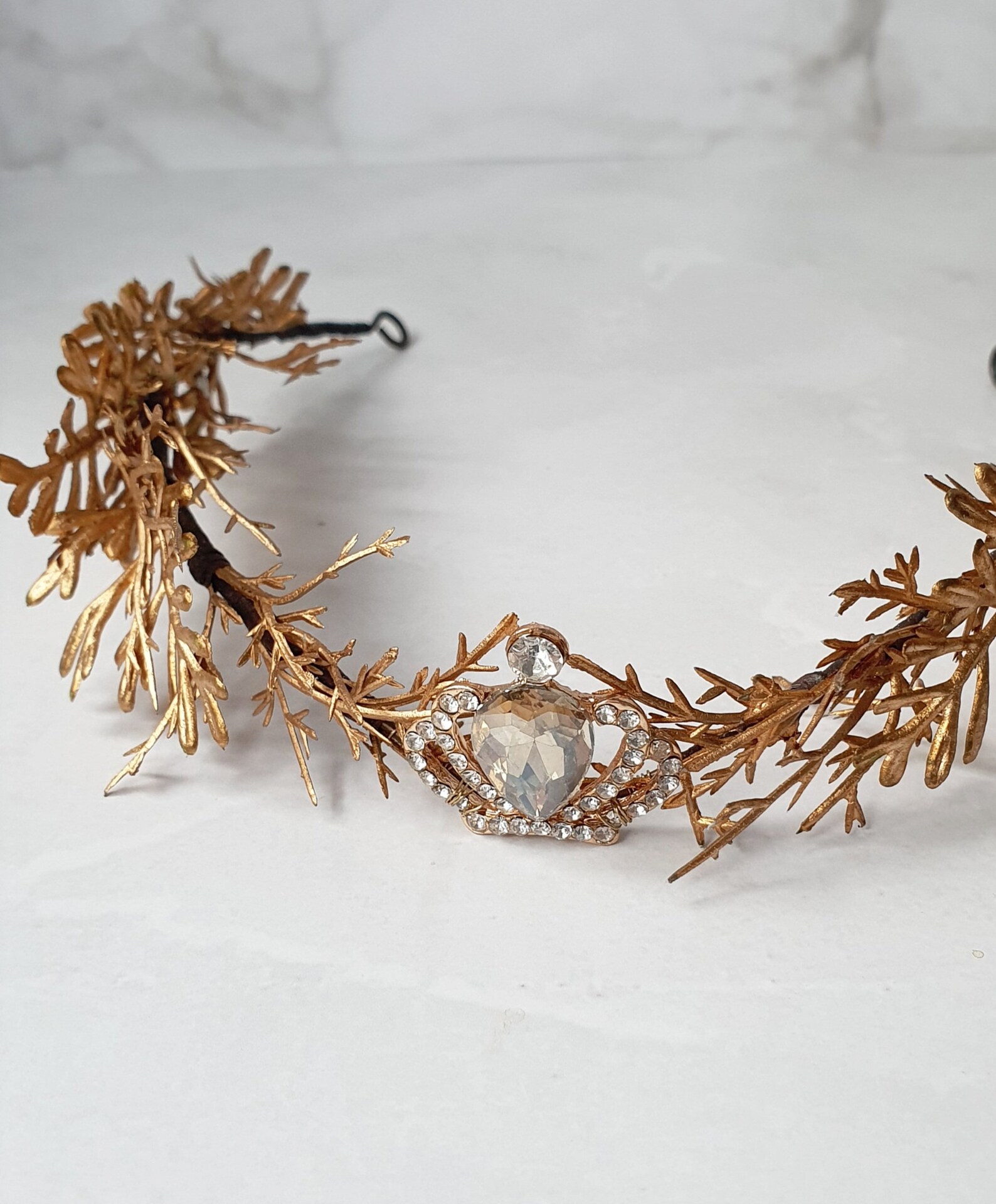 Elf Golden Tiara Elvish Boho Flower Crown Woodland Pink Floral Crown ...