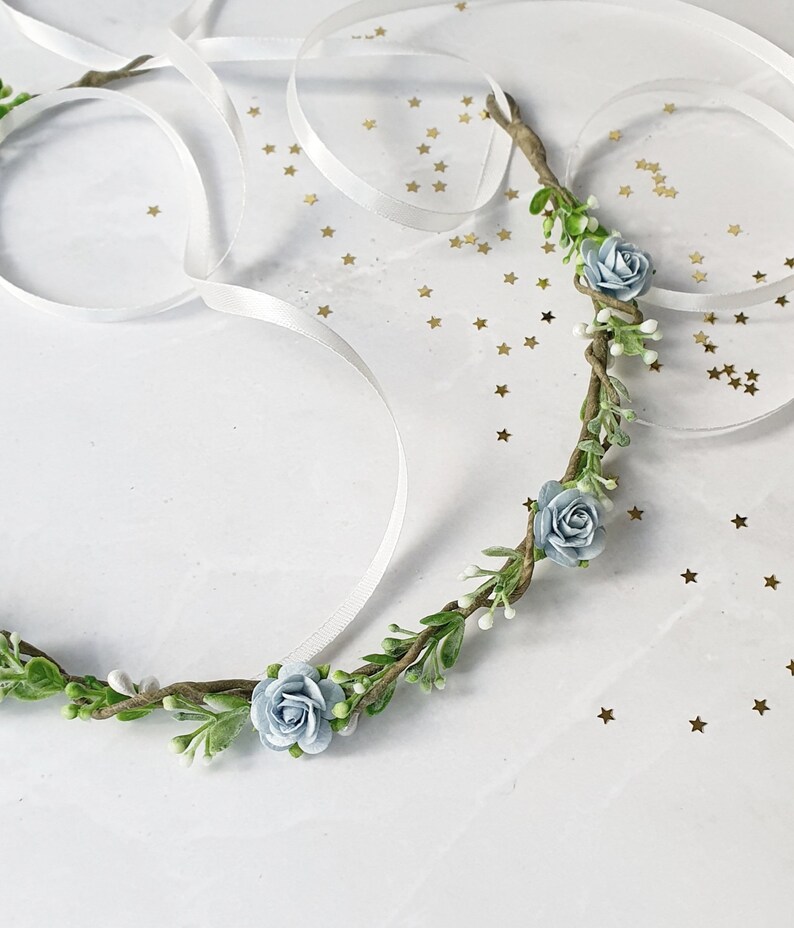 Wedding Blue Flower Crown Bridal Blue Greenery Headpiece Bridesmaid ...