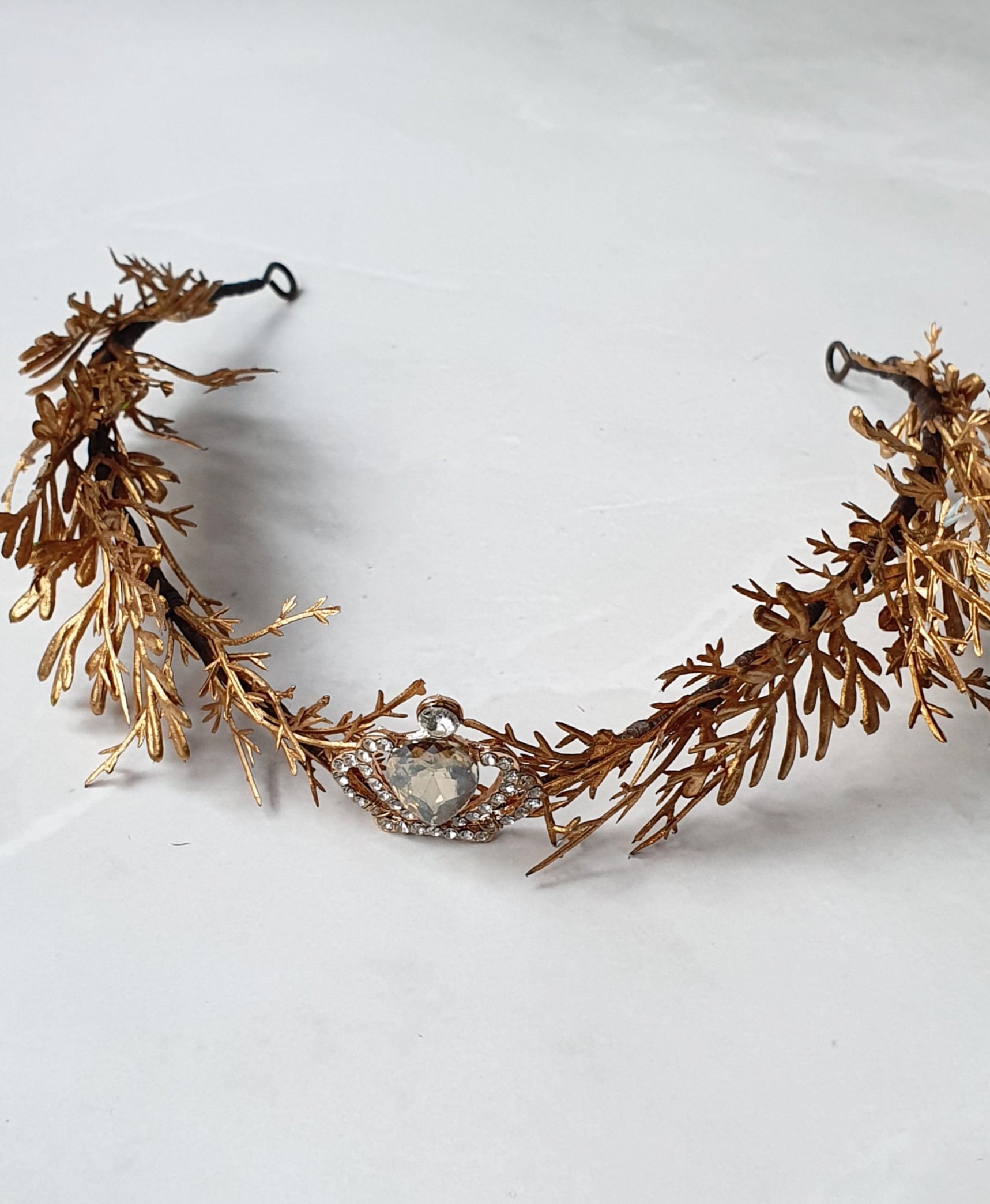 Elf Golden Tiara Elvish Boho Flower Crown Woodland Pink Floral Crown ...