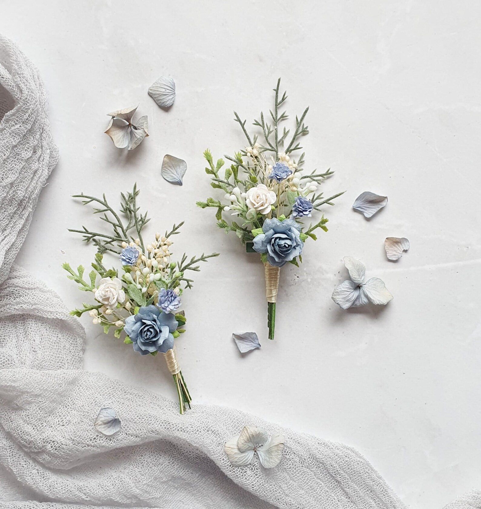 Soft Blue Rustic Boutonniere Boutonniere for the Groom Boho Groom ...