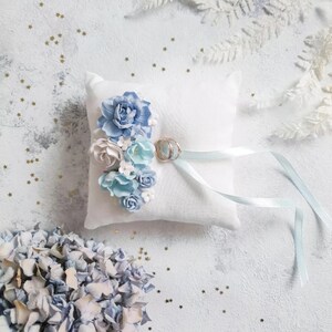 Blue Wedding Ring Hoder Dusty Blue Ring Rillow Bearer Pillow Linen Ring ...