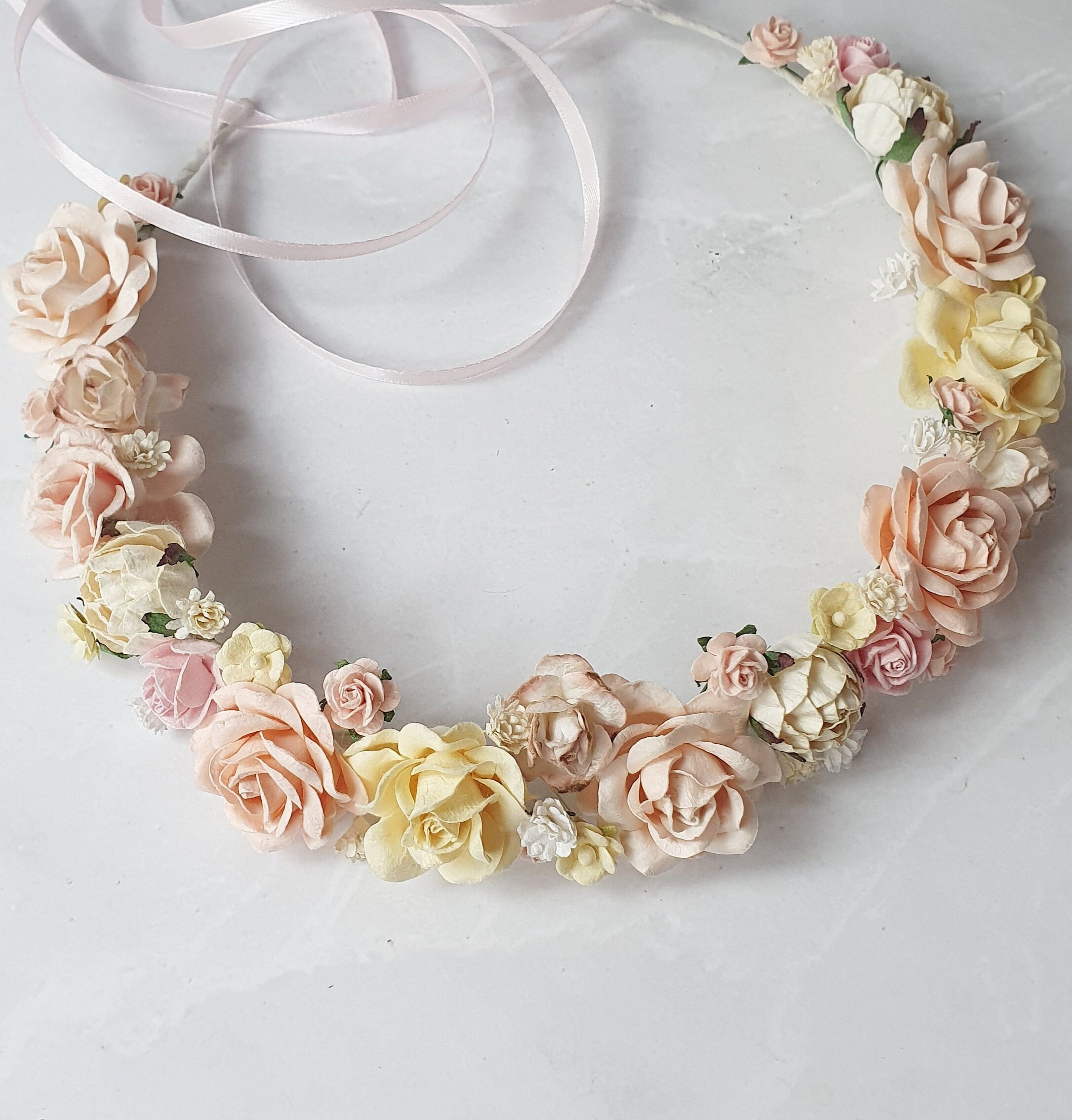 Pastel Soft Colors Flower Crown Spring Floral Crown Soft Yellow Blush ...