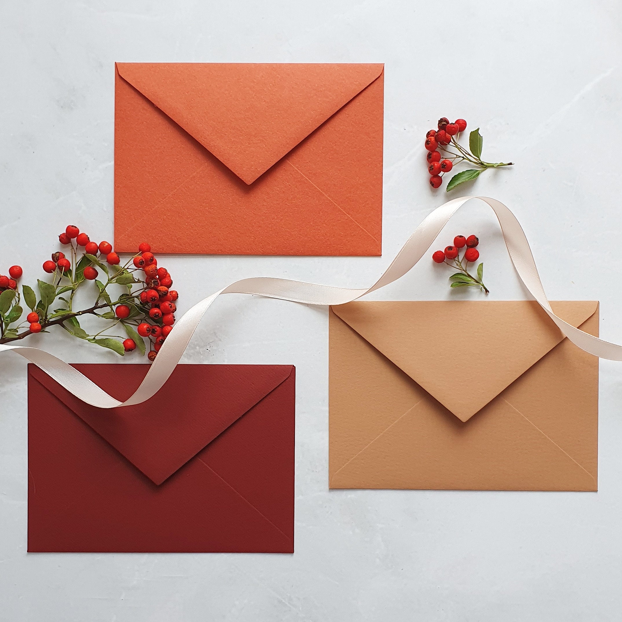 C6 SIZE Fall Biege Wedding Envelope Burnt Orange Invitation Envelope ...