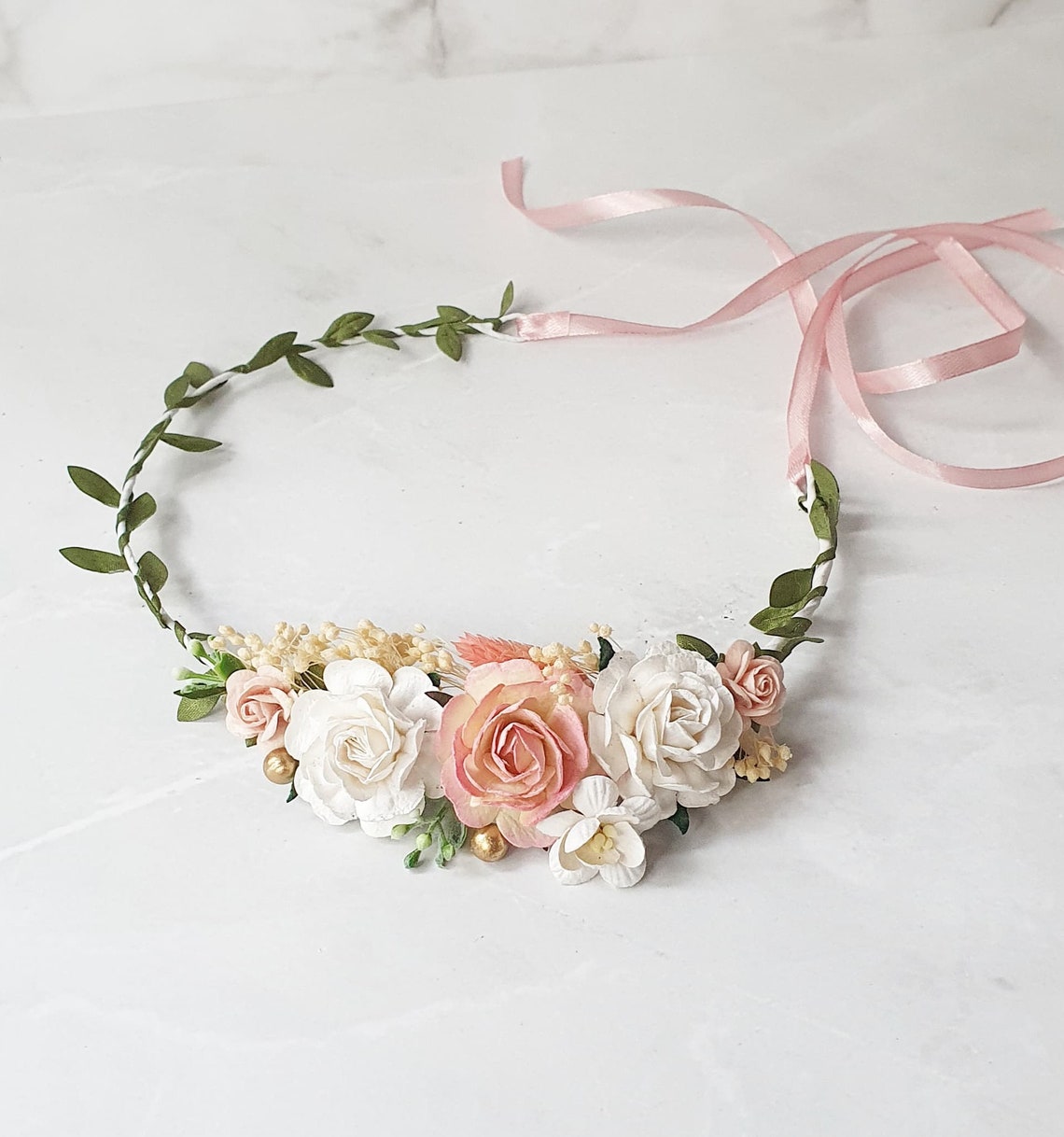 Blush Baby Flower Crown Pink Baby Breath Flower Girl Crown Soft Pink ...