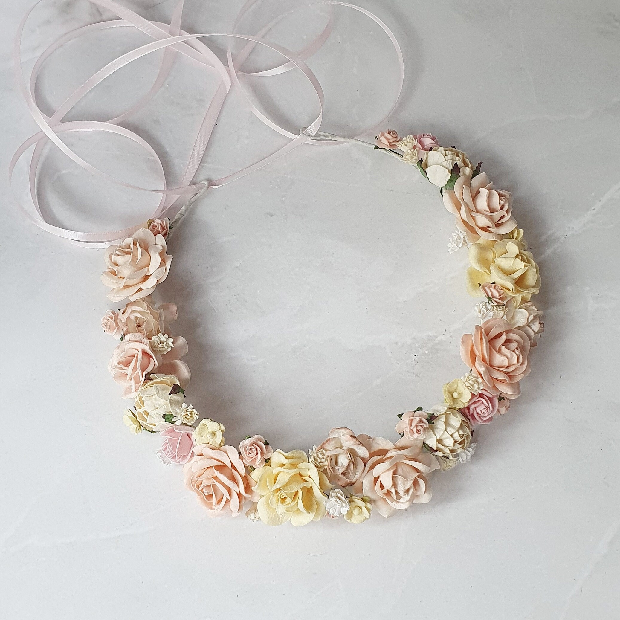 Pastel Soft Colors Flower Crown Spring Floral Crown Soft Yellow Blush ...