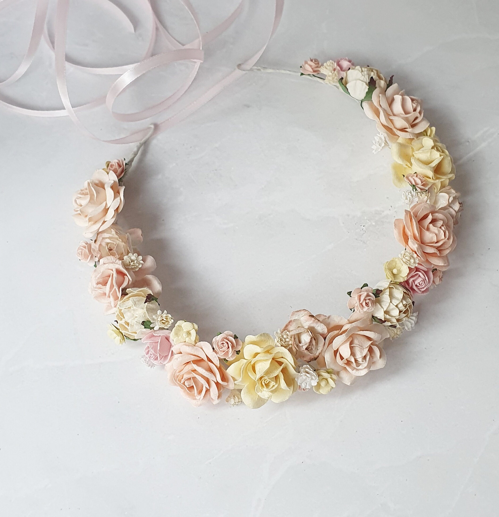 Pastel Soft Colors Flower Crown Spring Floral Crown Soft Yellow Blush ...
