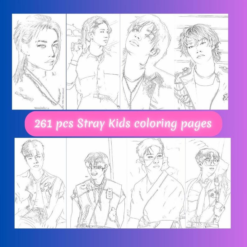 Stray Kids Coloring Pages 261 Printable Kpop SKZ Bundle JPG Stay Fan ...