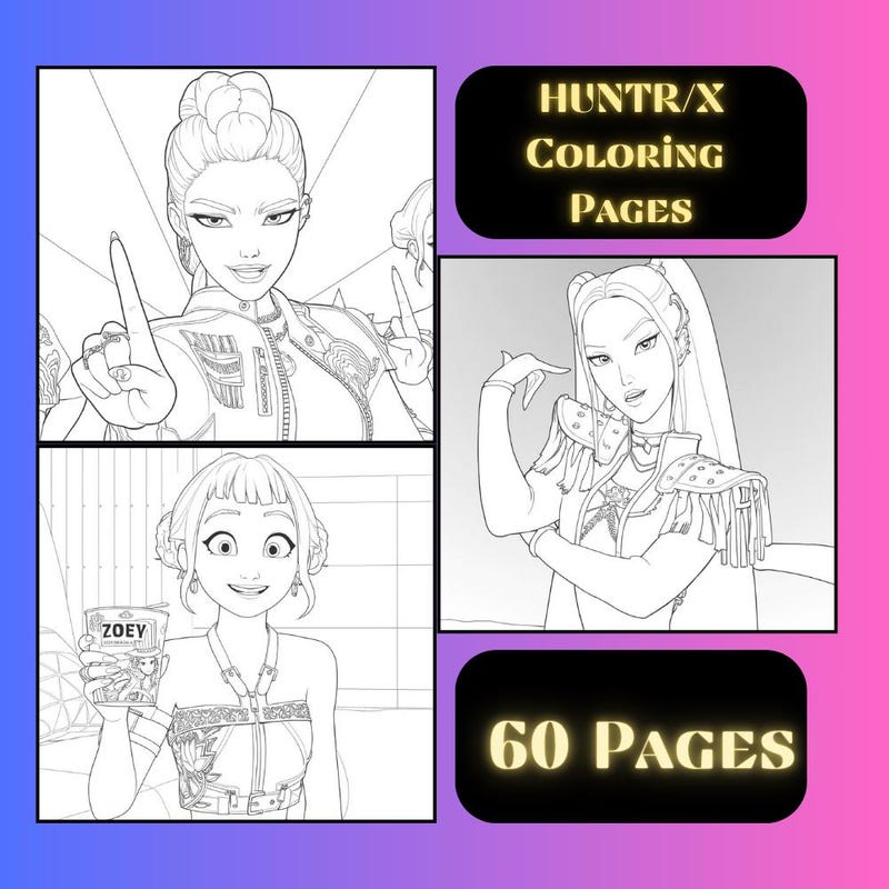Huntrix Coloring Pages - Etsy