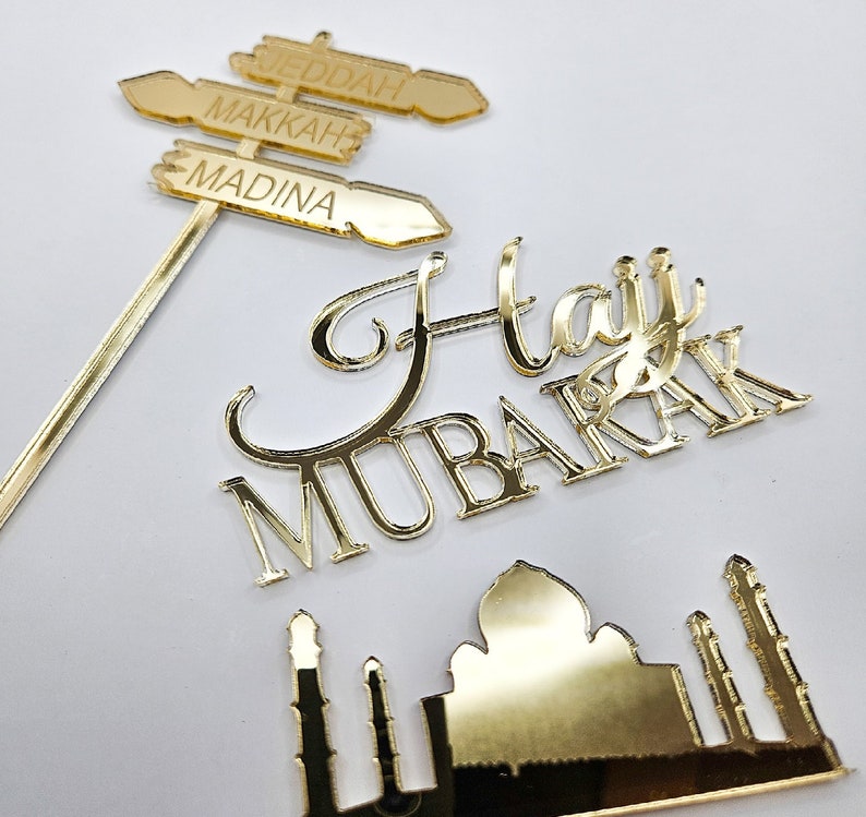 Set Hajj Mubarak Cake Topper and Charm Set Umrah Mubarak Topper ...