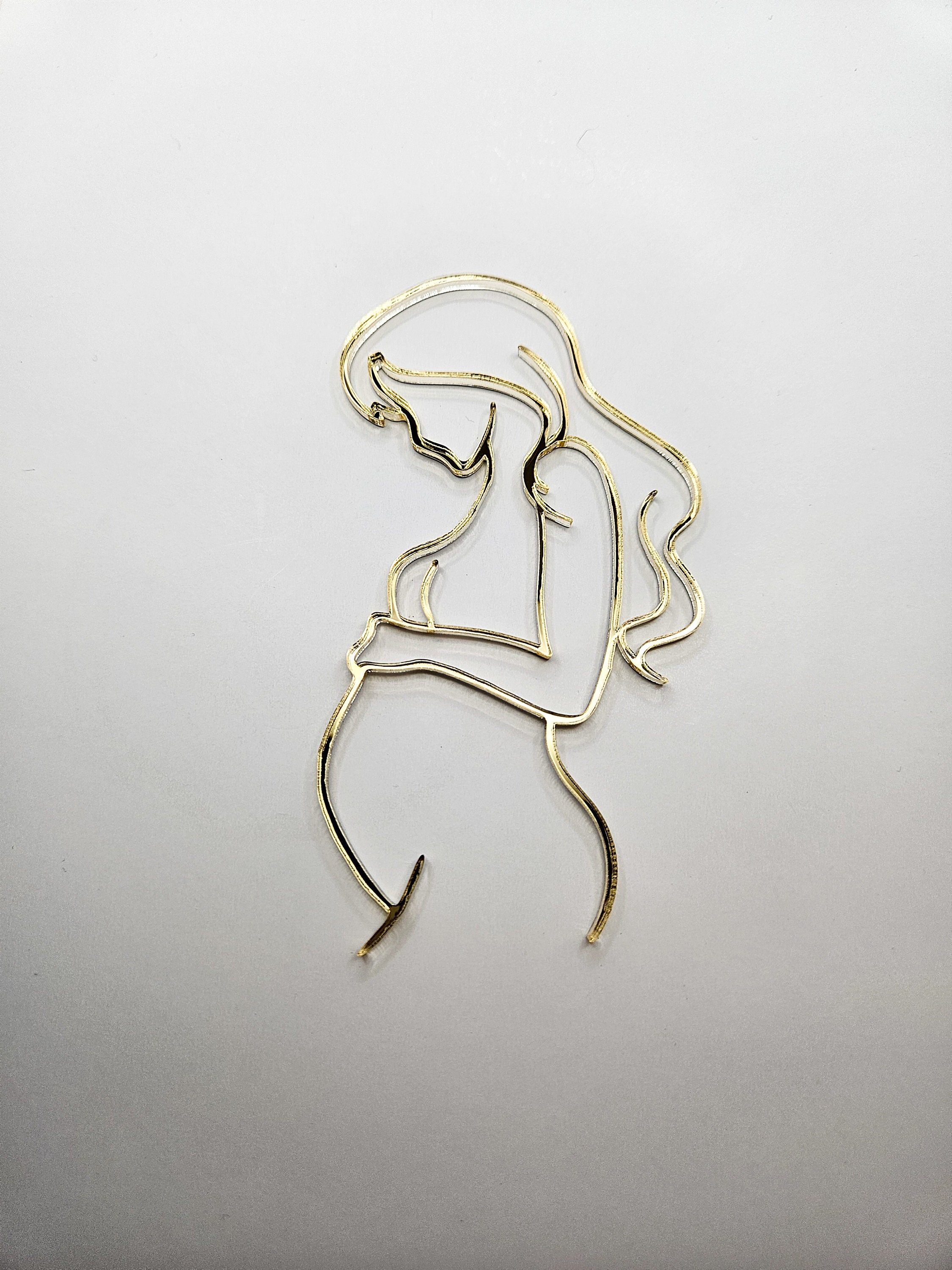 Pregnant Line Art Cake Topper, Maternity Expectant Woman Charm ...