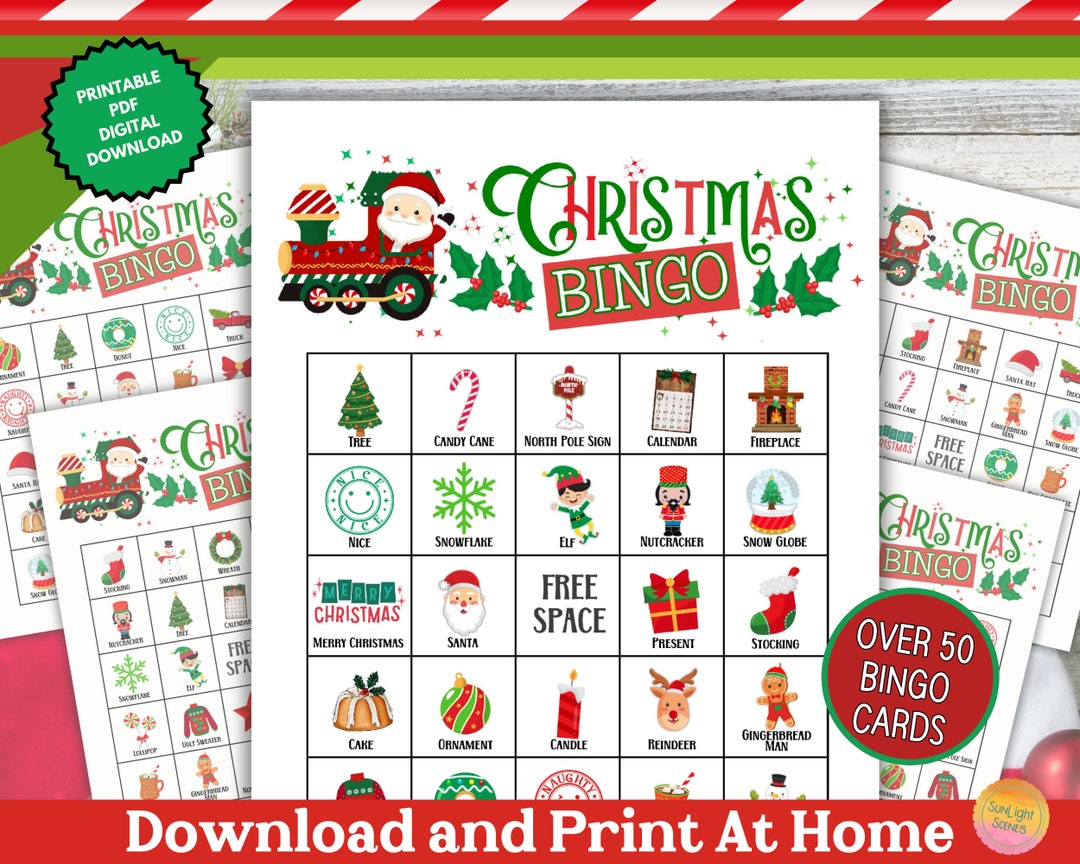 Printable Christmas Bingo 100 Cards for Kids, Classroom Holiday Party ...