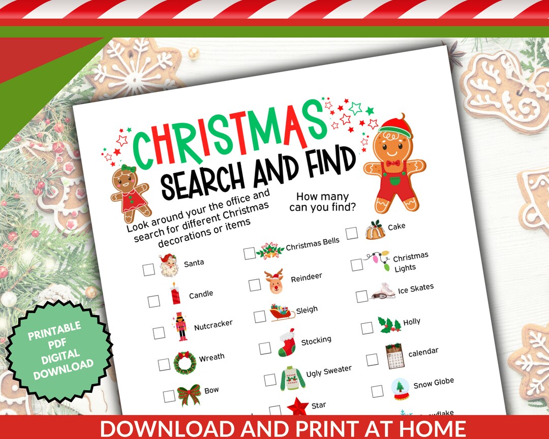 Christmas Scavenger Hunt Search and Find Outdoor Game, Fun Indoor ...