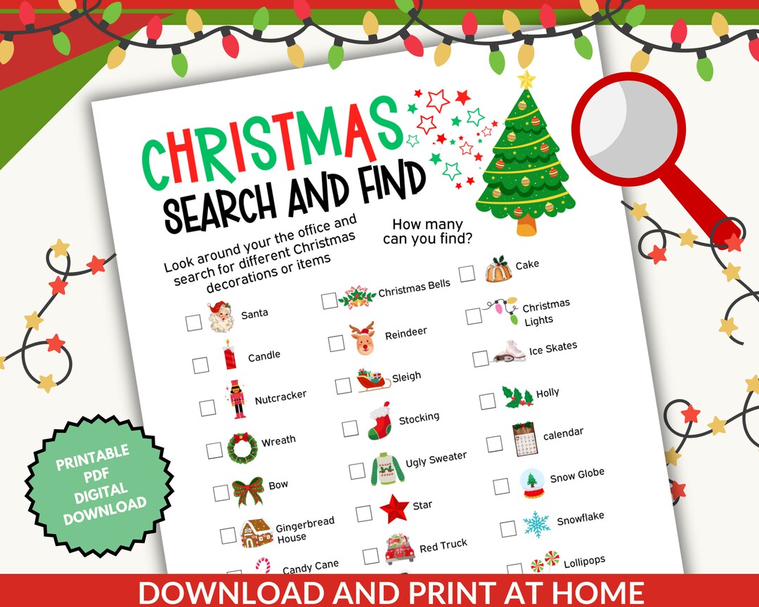 Christmas Scavenger Hunt Search and Find Outdoor Game Car Holiday ...