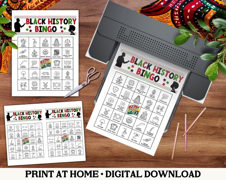 Black History Bingo Game (printable PDF): 100 Printable Cultural ...