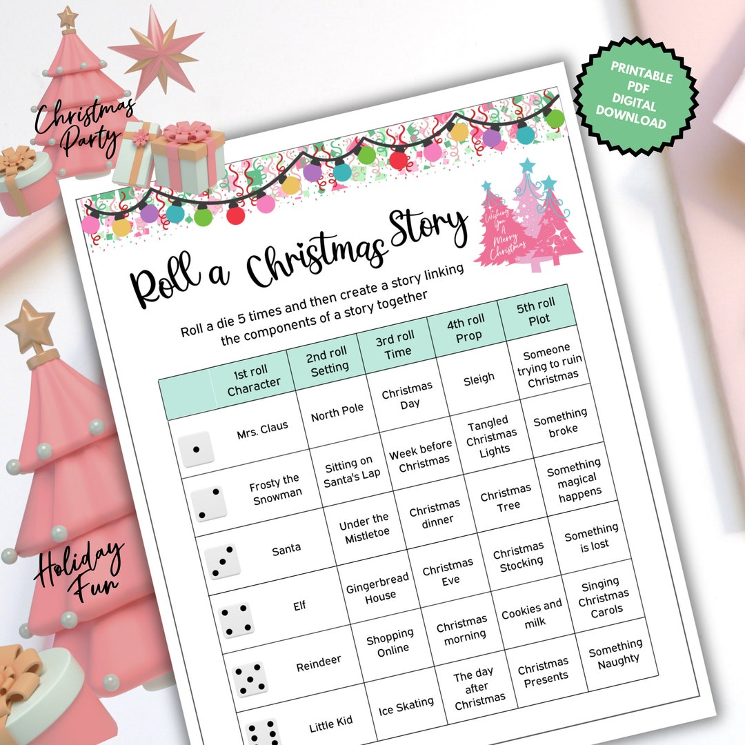 Christmas Dice Game, Roll a Story Fun Christmas Party Game for Kids ...