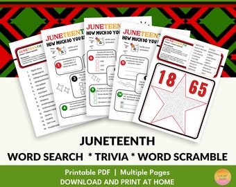 Juneteenth Games Bundle Printable, Freedom Day Civil Rights Trivia ...